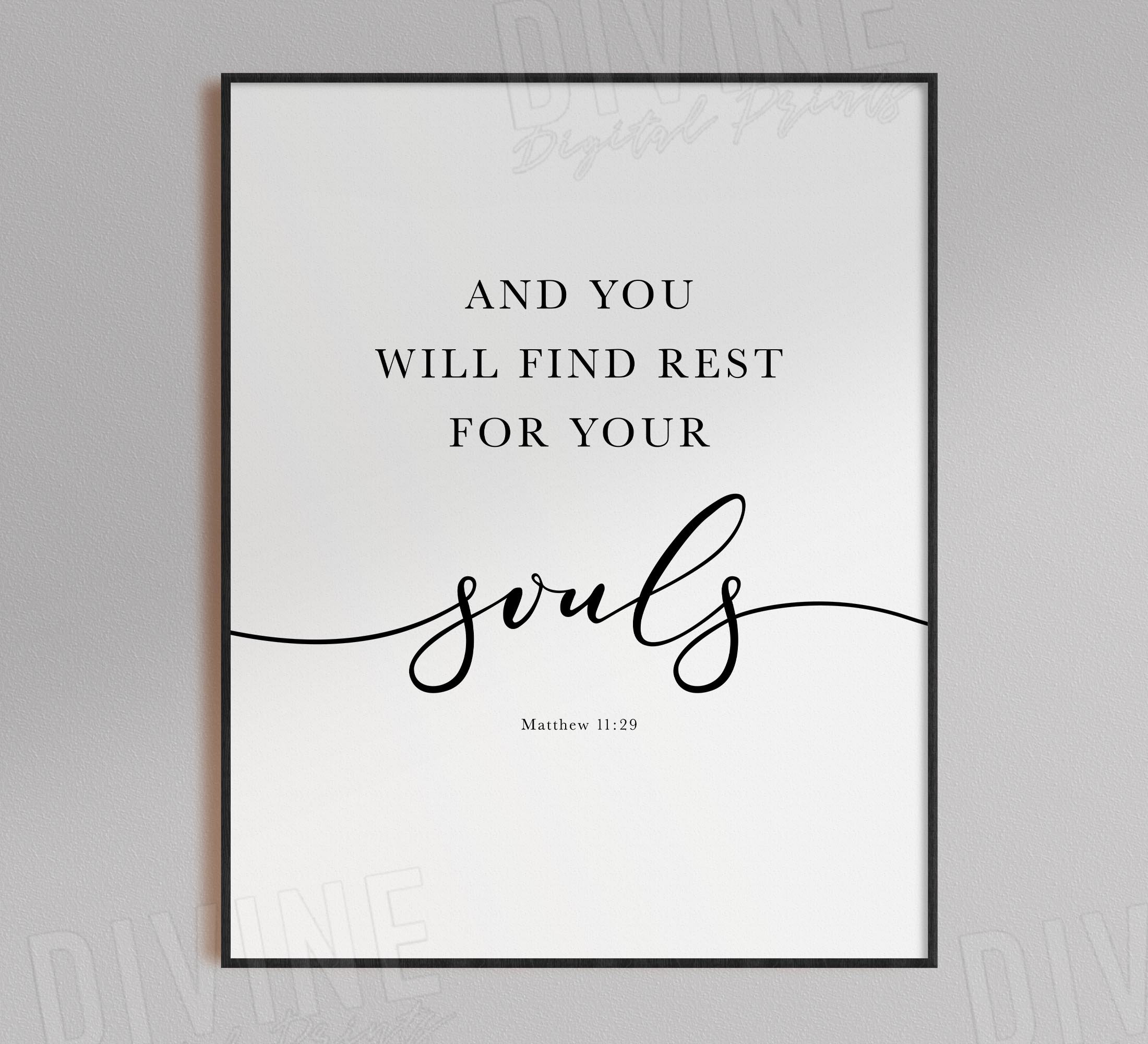 Popular Matthew 11 29 Bible Verse Wall Art Scripture Print | Etsy