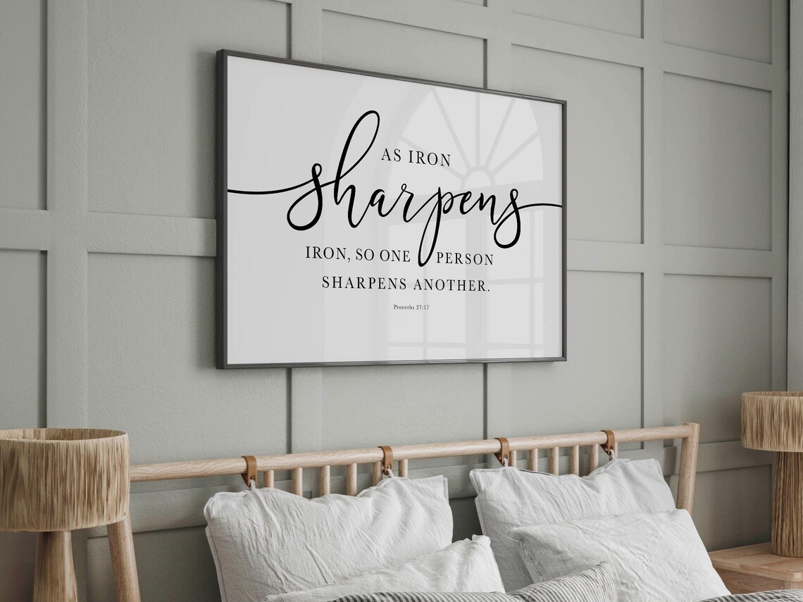 Iron Sharpens Iron Quote, Proverbs 27 17, NIV Bible Verse Wall Art ...