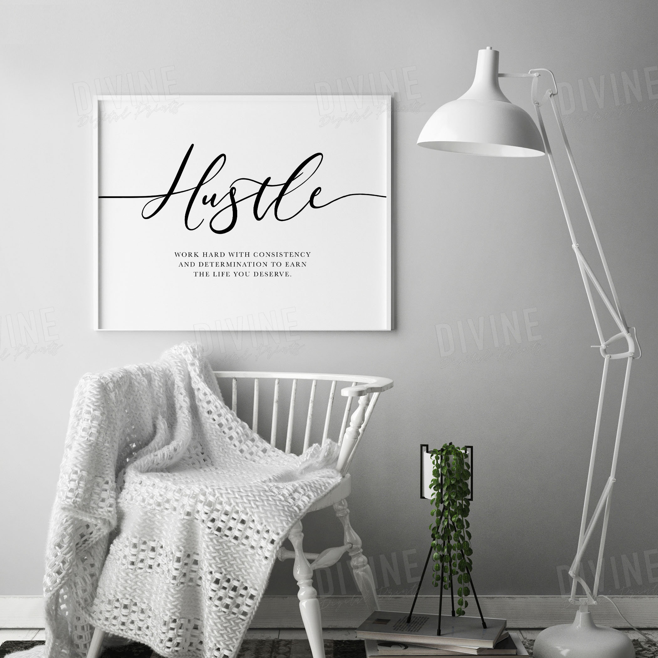 Hustle Wall Art Large Office Quote Poster Workspace Girly - Etsy