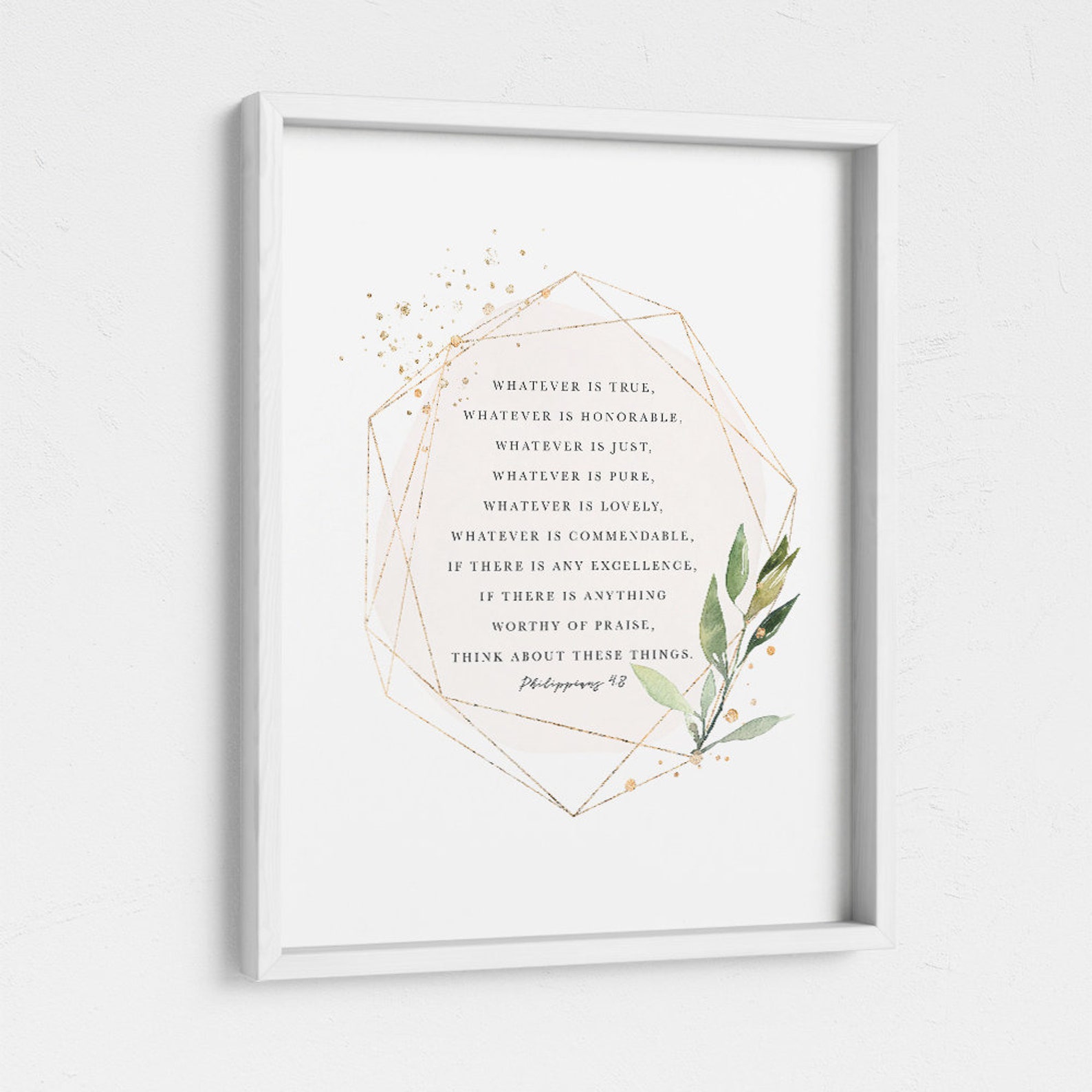 Philippians 4 8 ESV Bible Verse Quote Scripture Wall Art for - Etsy