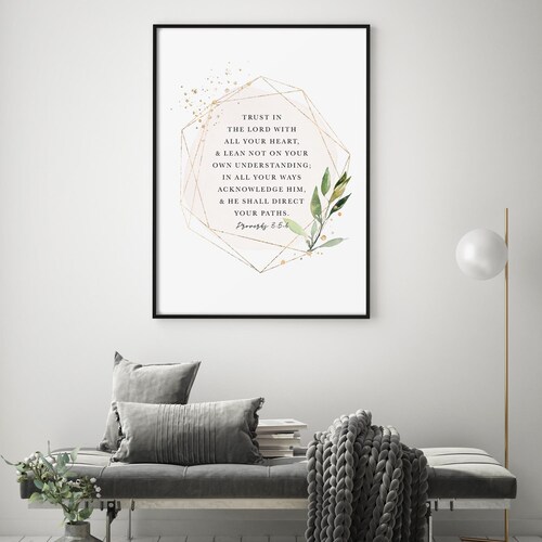 Proverbs 3:5-6 Bible Verse Wall Art Trust in the Lord With - Etsy