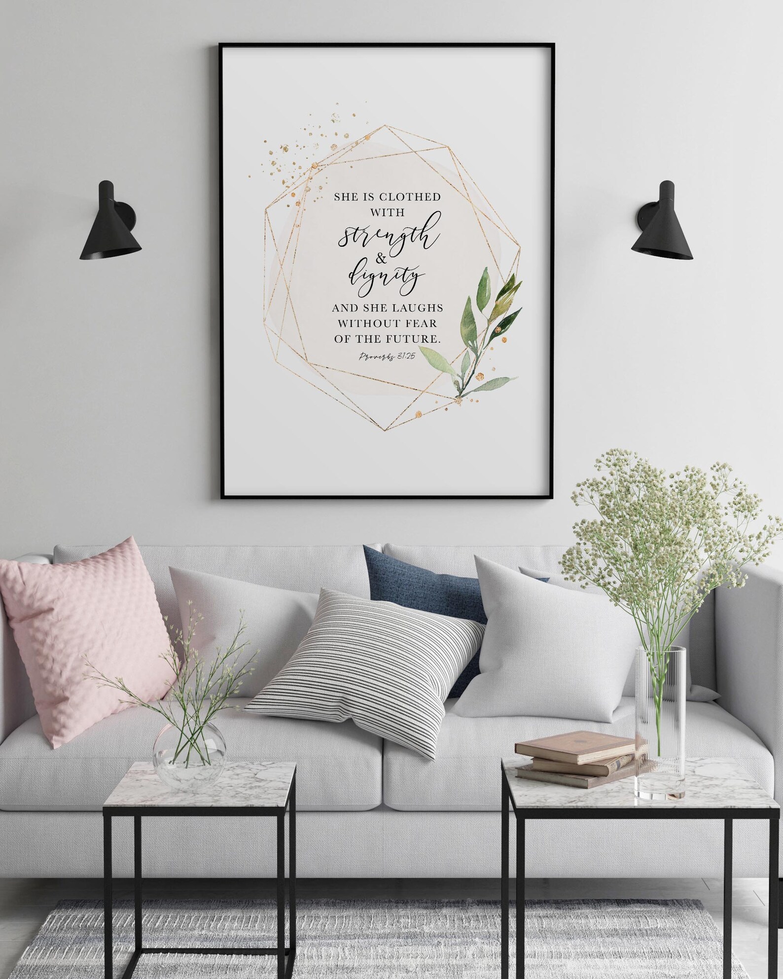 Bible Verse Wall Art Proverbs 31:25 Pink Nursery Decor - Etsy