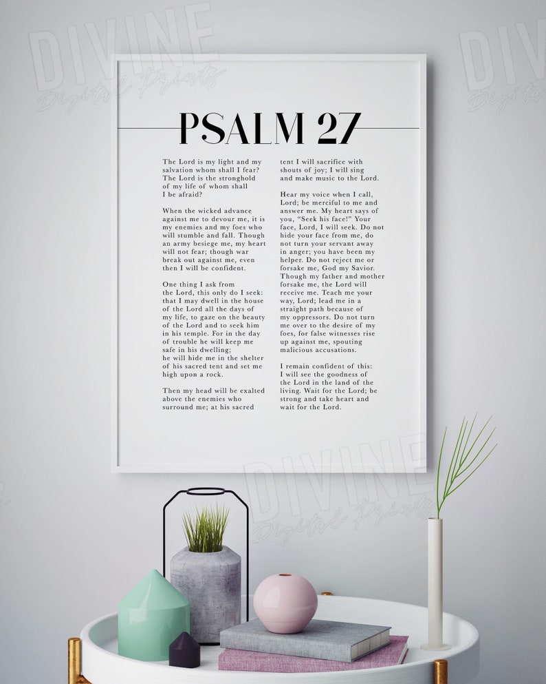 Popular Psalm 27 NIV Bible Verse Wall Art Scripture Artwork - Etsy