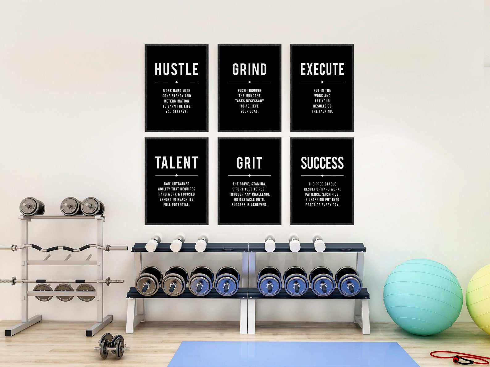 Gym Wall Decor, Motivational Wall Art for Gym, Hustle Quotes, Prints ...