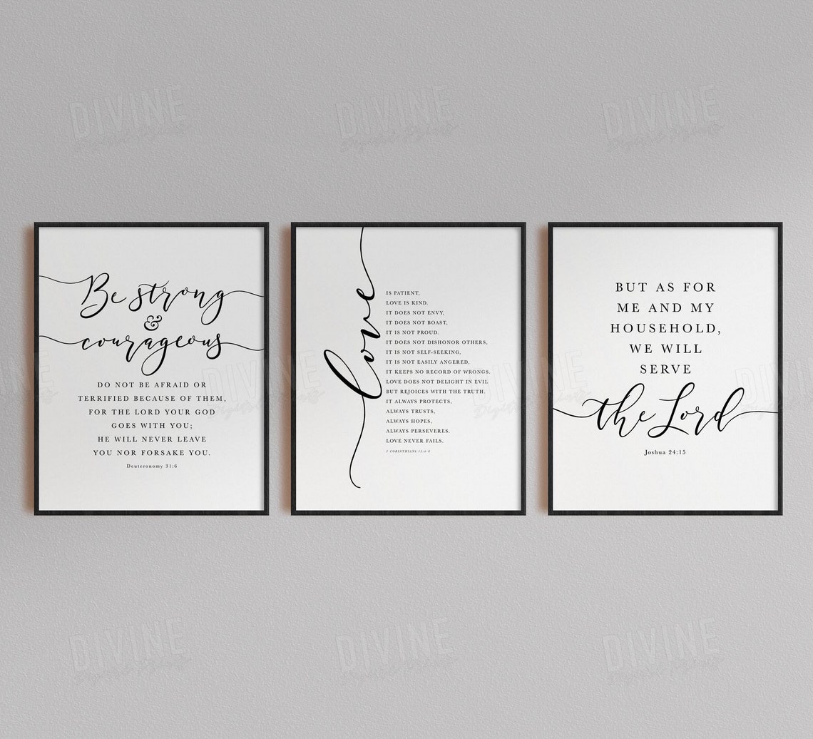 Bible Verse Wall Art Large Poster Set of 3 Print Popular - Etsy