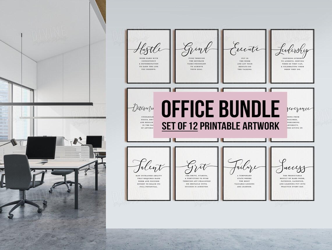 Office Wall Art Large Print Gallery Set Inspirational - Etsy