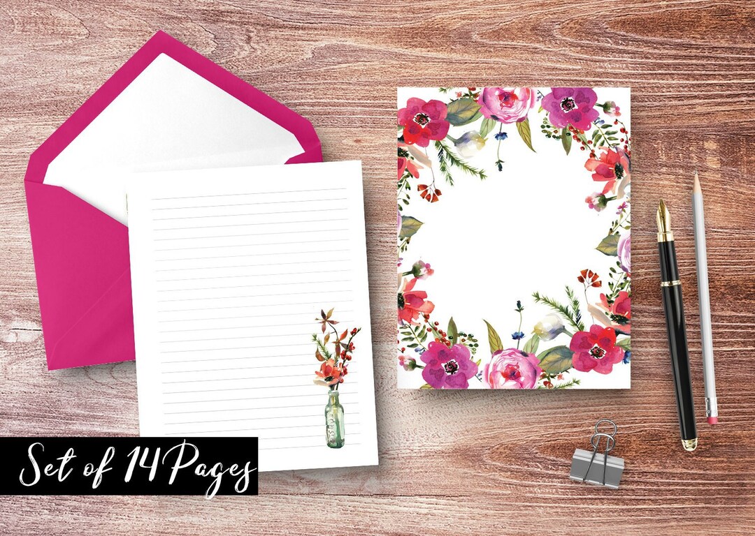 Floral Letter Writing Set Snail Mail Stationary Set Writing - Etsy