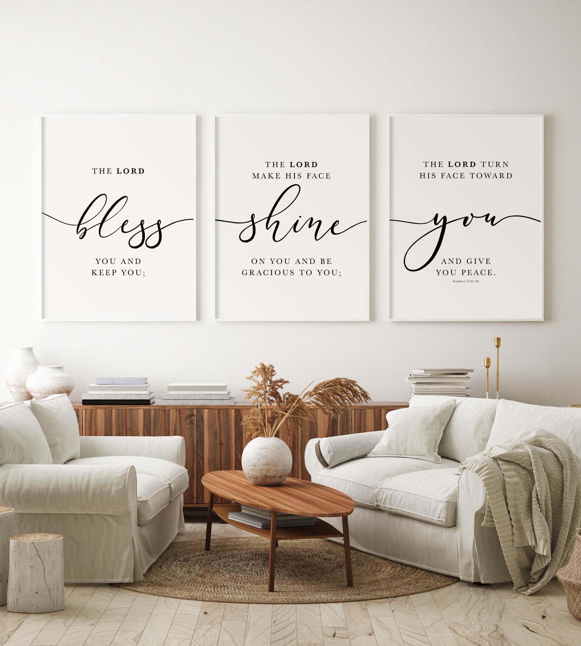 Bible Verse Wall Art Set of 3 Prints Numbers 6 Christian - Etsy Australia