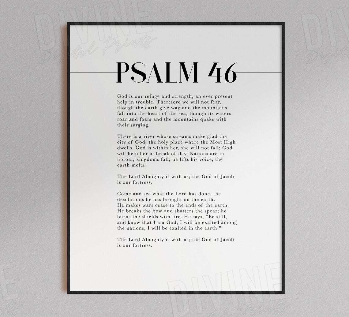 Full Psalm Scripture 46 NIV Popular Bible Verse Wall Art | Etsy