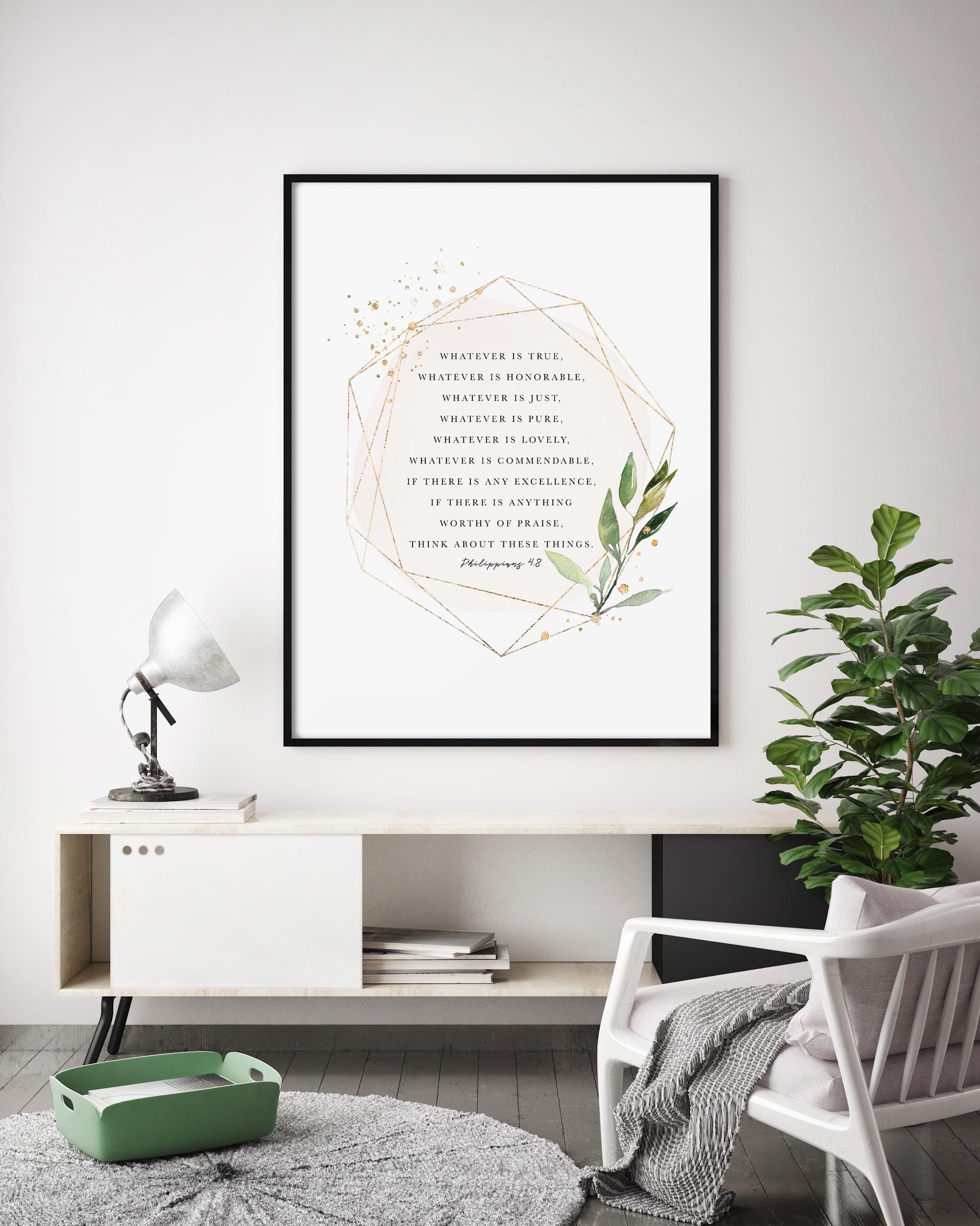 Philippians 4 8 ESV Bible Verse Quote Scripture Wall Art for | Etsy ...