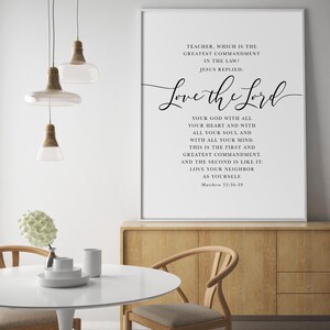 Matthew 22:36-39 NIV Bible Verse Wall Art, Love Your Neighbor ...