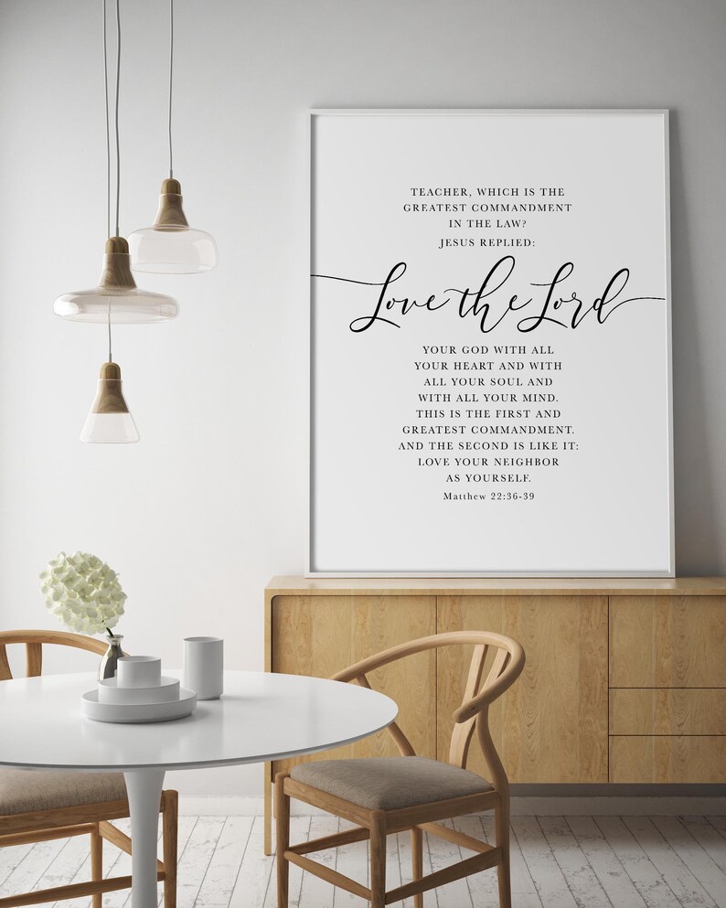 Matthew 22:36-39 NIV Bible Verse Wall Art Love Your Neighbor - Etsy