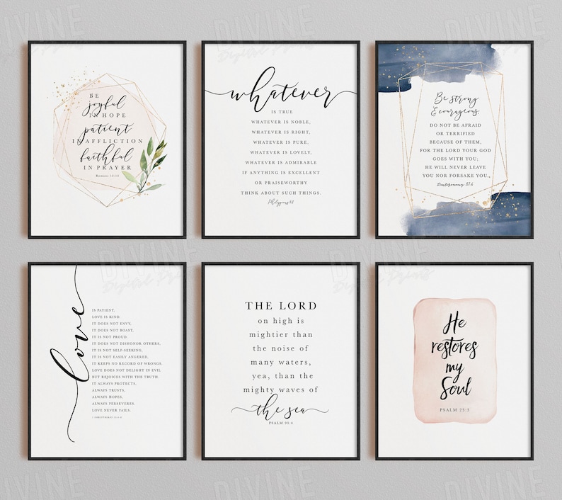 Set of 12 Scripture Gallery Set Christian Prints Bible Verse - Etsy