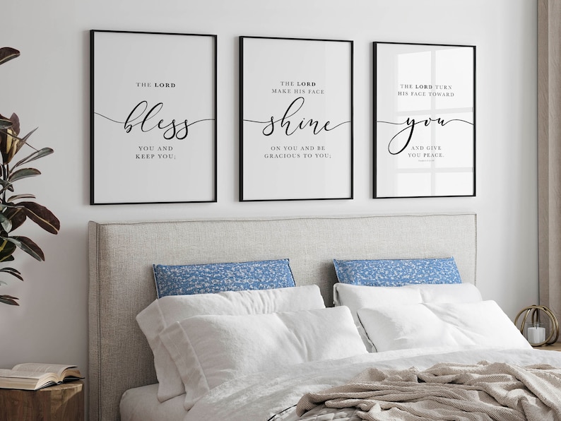 Numbers 6 Bible Verse Prints Set: Modern Christian Home Decor (digital ...