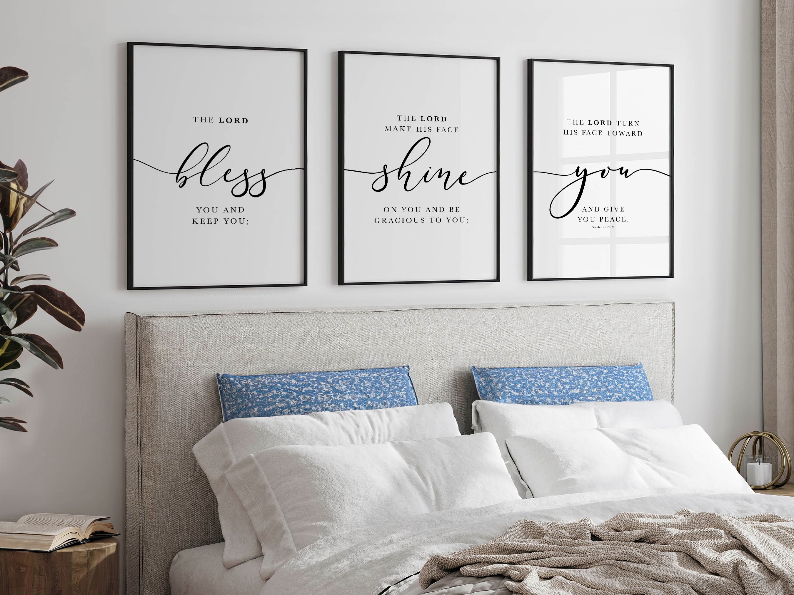 Numbers 6 Bible Verse Prints Set: Modern Christian Home Decor (digital ...