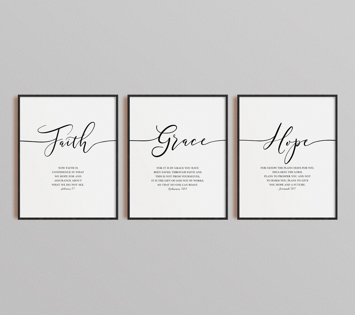 Christian Quotes Wall Art Church Set of 6 Prints Faith Hope | Etsy
