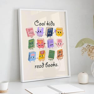 Reading Posters Classroom Decor Playroom Wall Art Retro Aesthetic Book ...