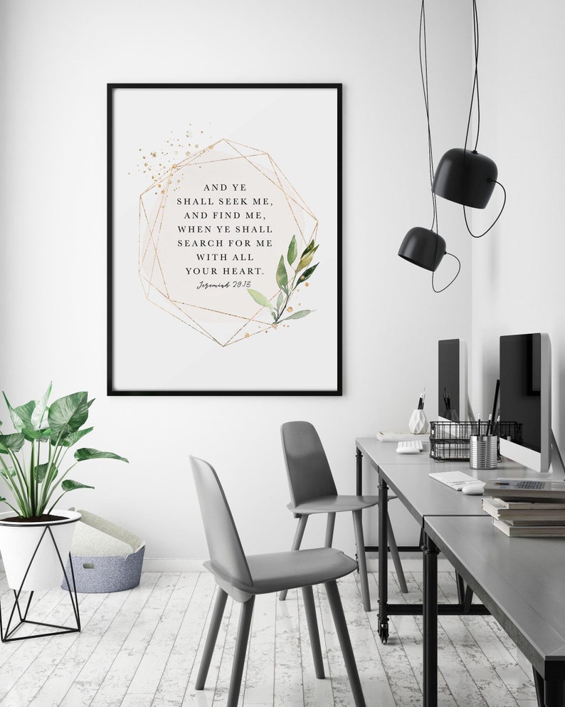 Scripture Printable Art Jeremiah 29:13 KJV Bible Verse Wall | Etsy