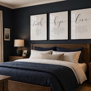 Faith Hope Love Scripture Wall Art Set: Christian Home Decor (digital ...