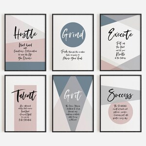 Work Wall Art Decor, Blue Pink Motivational Large Posters, Office ...