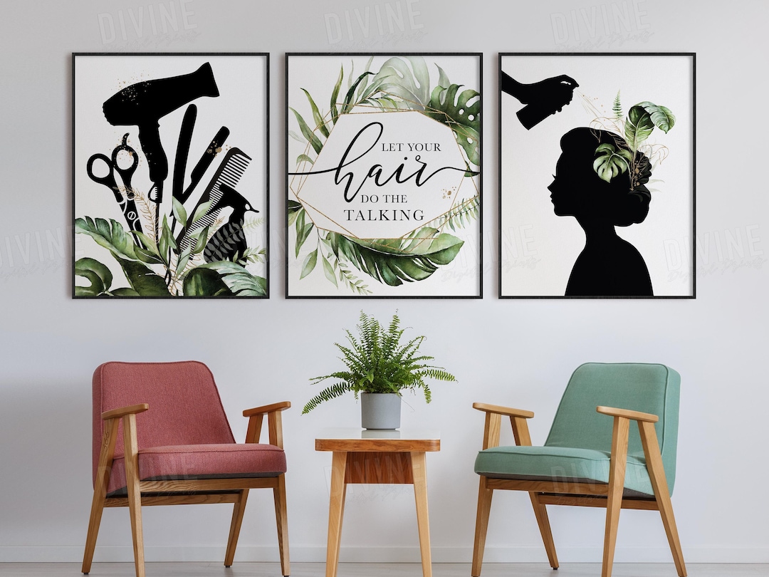 Hair Salon Decor Wall Art, Beauty Glam Decor, Hairdresser Sign, Digital ...
