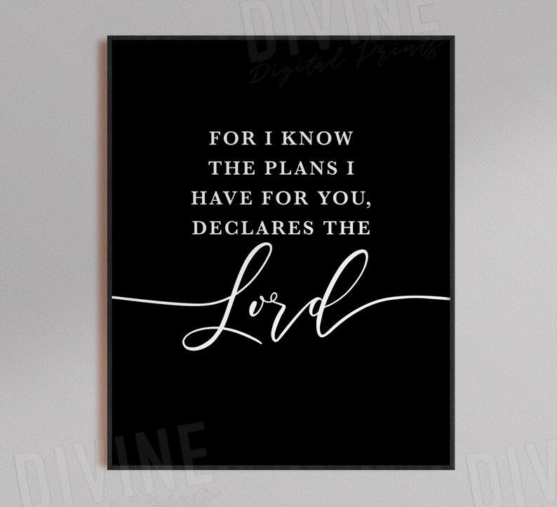 Large Black Scripture Set of 3 Prints Jeremiah 29 Bible Verse | Etsy