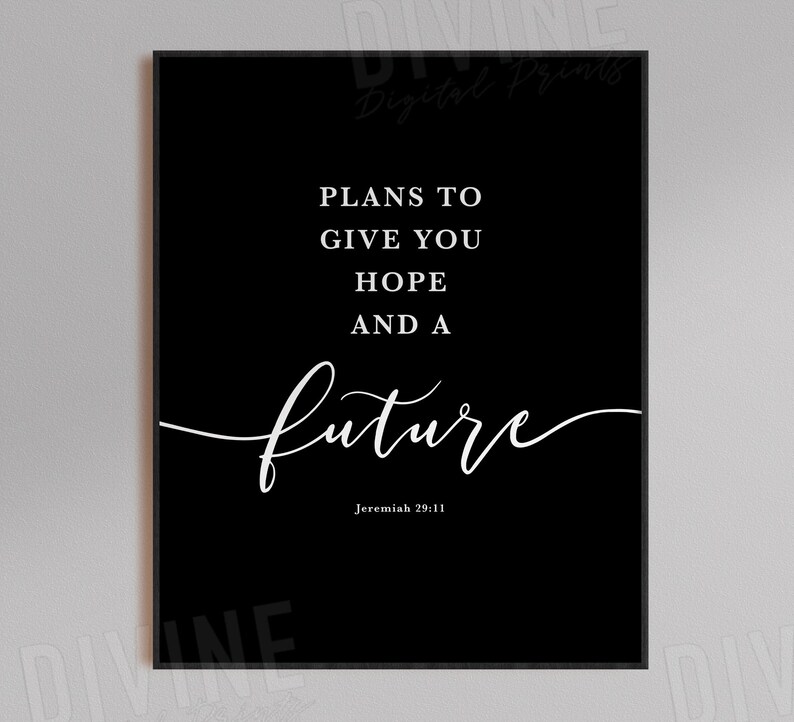 Large Black Scripture Set of 3 Prints Jeremiah 29 Bible Verse | Etsy