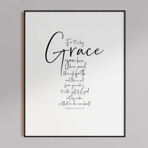 Grace Quote Bible Verse Wall Art Scripture Print of - Etsy
