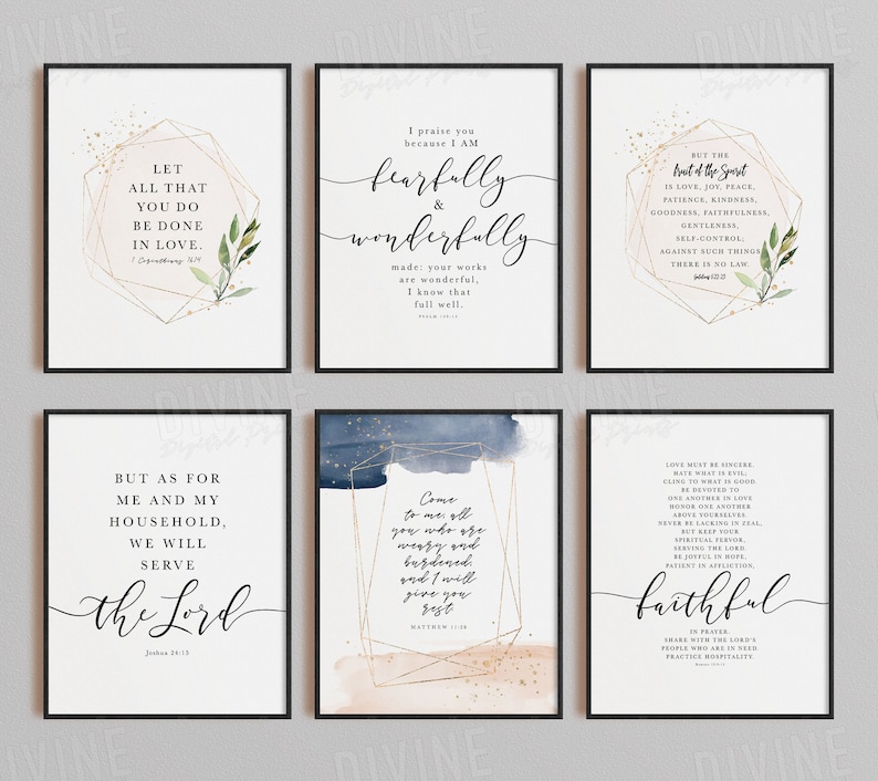 Christian Wall Art Bible Verse Prints Scripture Artwork Set - Etsy