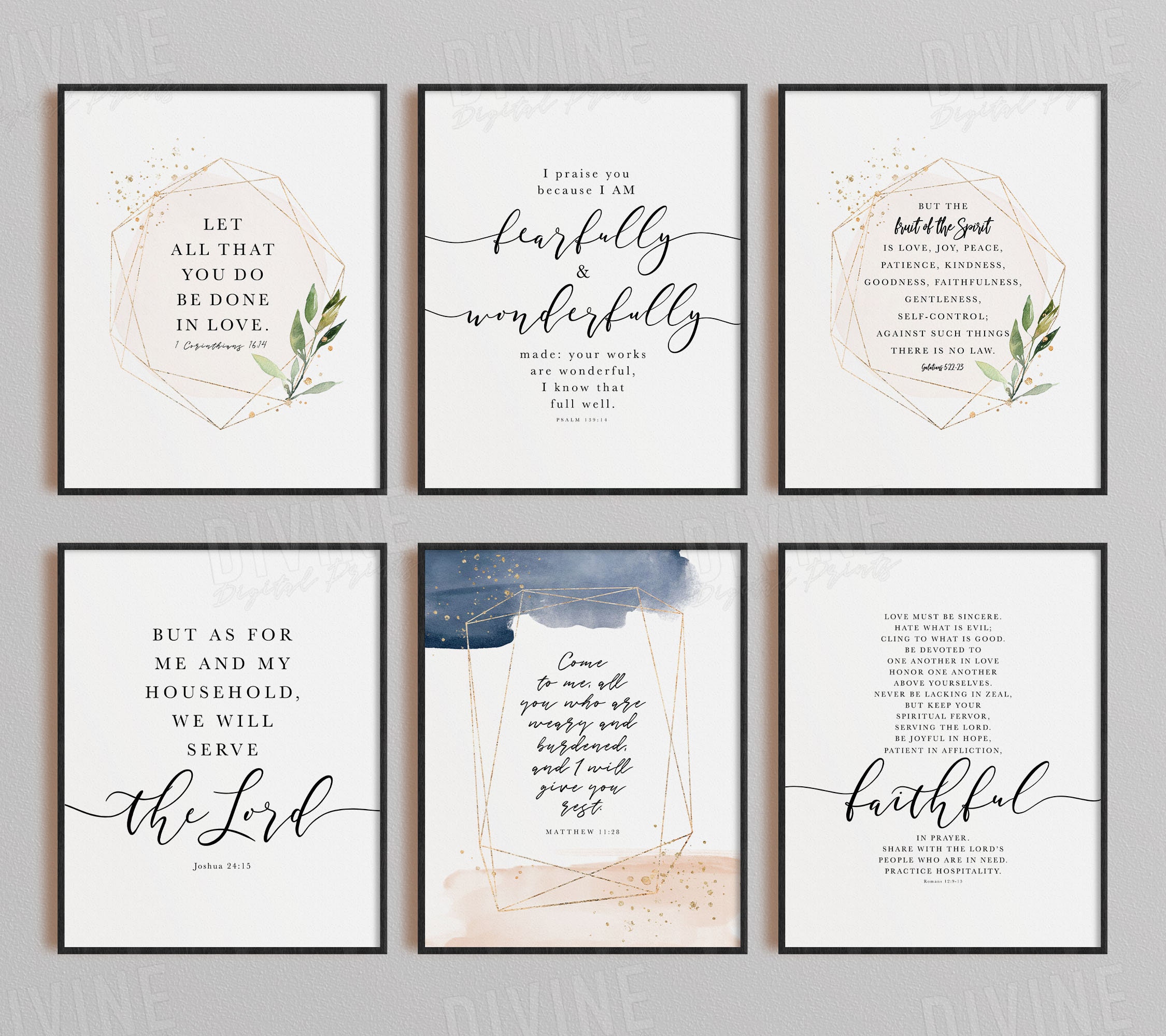 Christian Wall Art Bible Verse Prints Scripture Artwork Set - Etsy