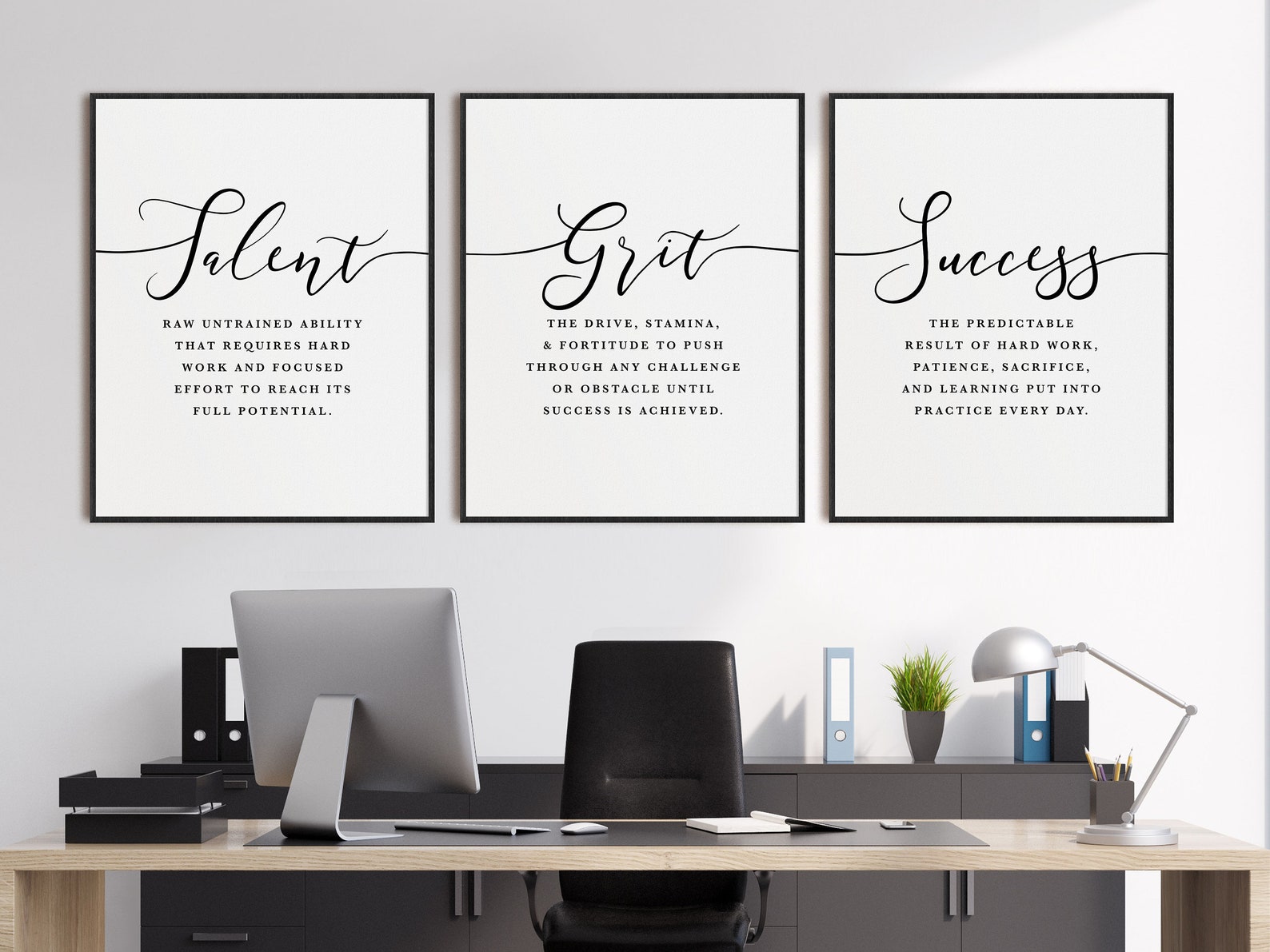 Inspirational Talent Grit Success Quote Large Poster Set of 3 - Etsy