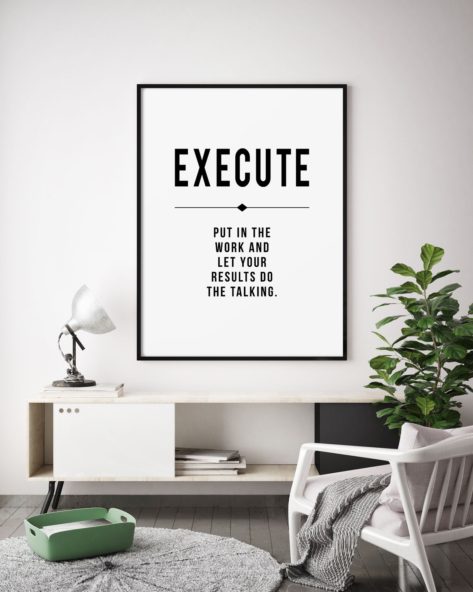 Execute Office Wall Art Word Definition Inspirational Quote | Etsy