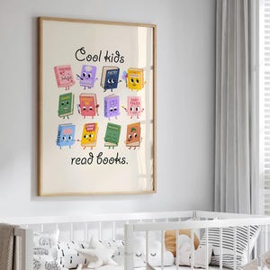 Reading Posters Classroom Decor Playroom Wall Art Retro Aesthetic Book ...