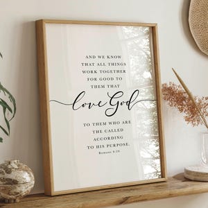 Romans 8:28 KJV Bible Verse Wall Art, Scripture Print Gift, Christian ...