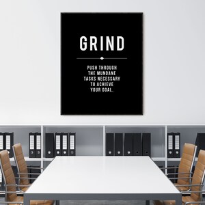 Grind Definition Print, Modern Office Decor, Motivational Inspirational ...