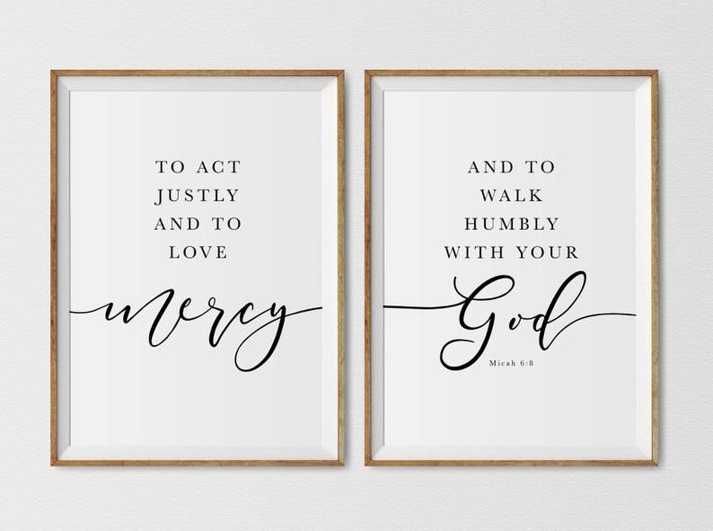Bible Verse Wall Art of Micah 6 8 Set of 2 Scripture Prints - Etsy