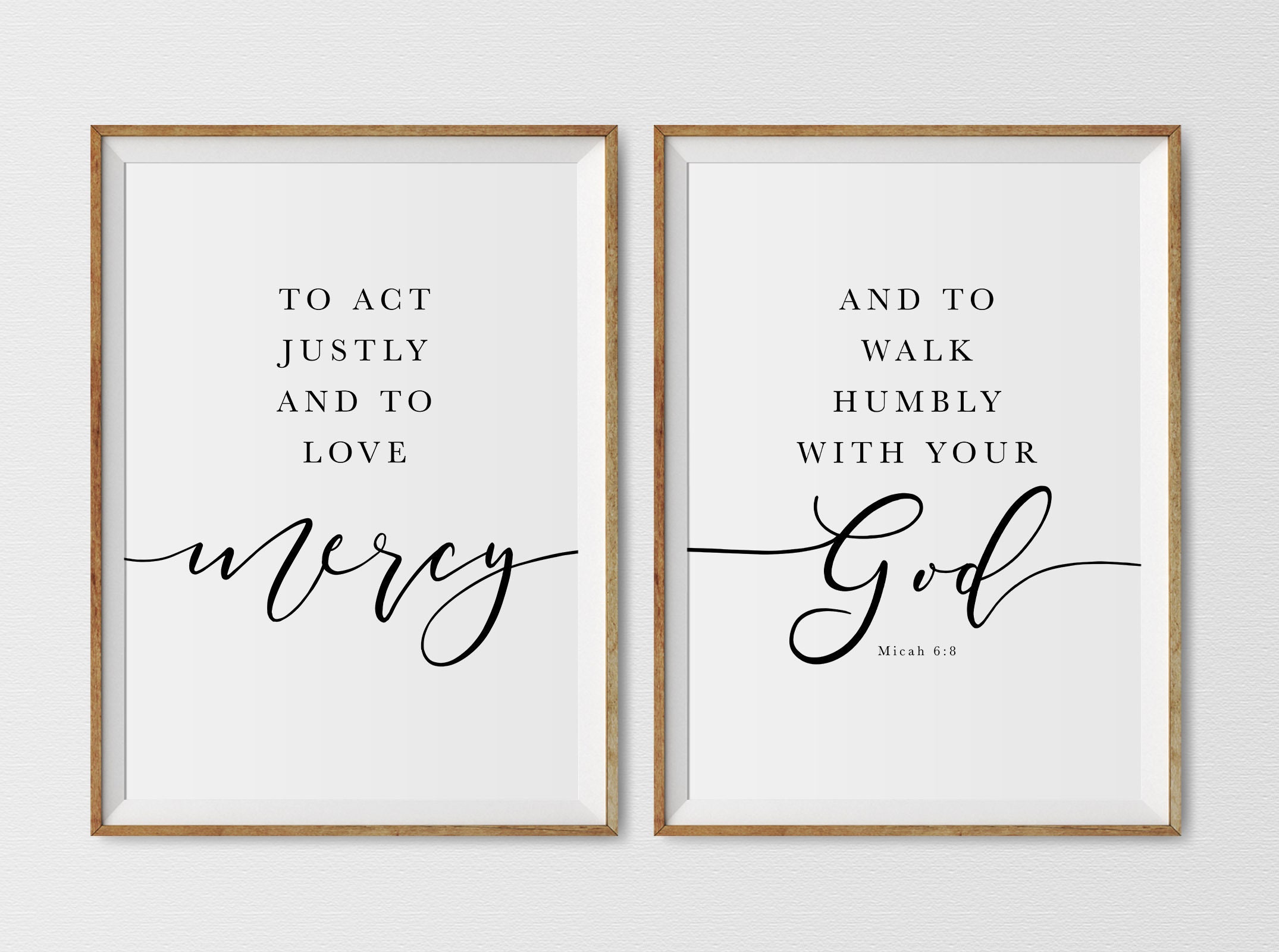 Bible Verse Wall Art of Micah 6 8 Set of 2 Scripture Prints | Etsy