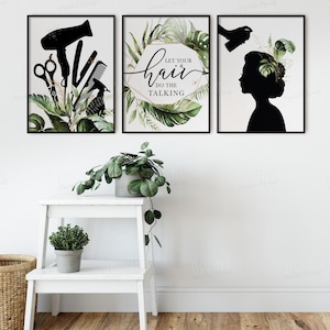 Hair Salon Decor Wall Art, Beauty Glam Decor, Hairdresser Sign, Digital ...