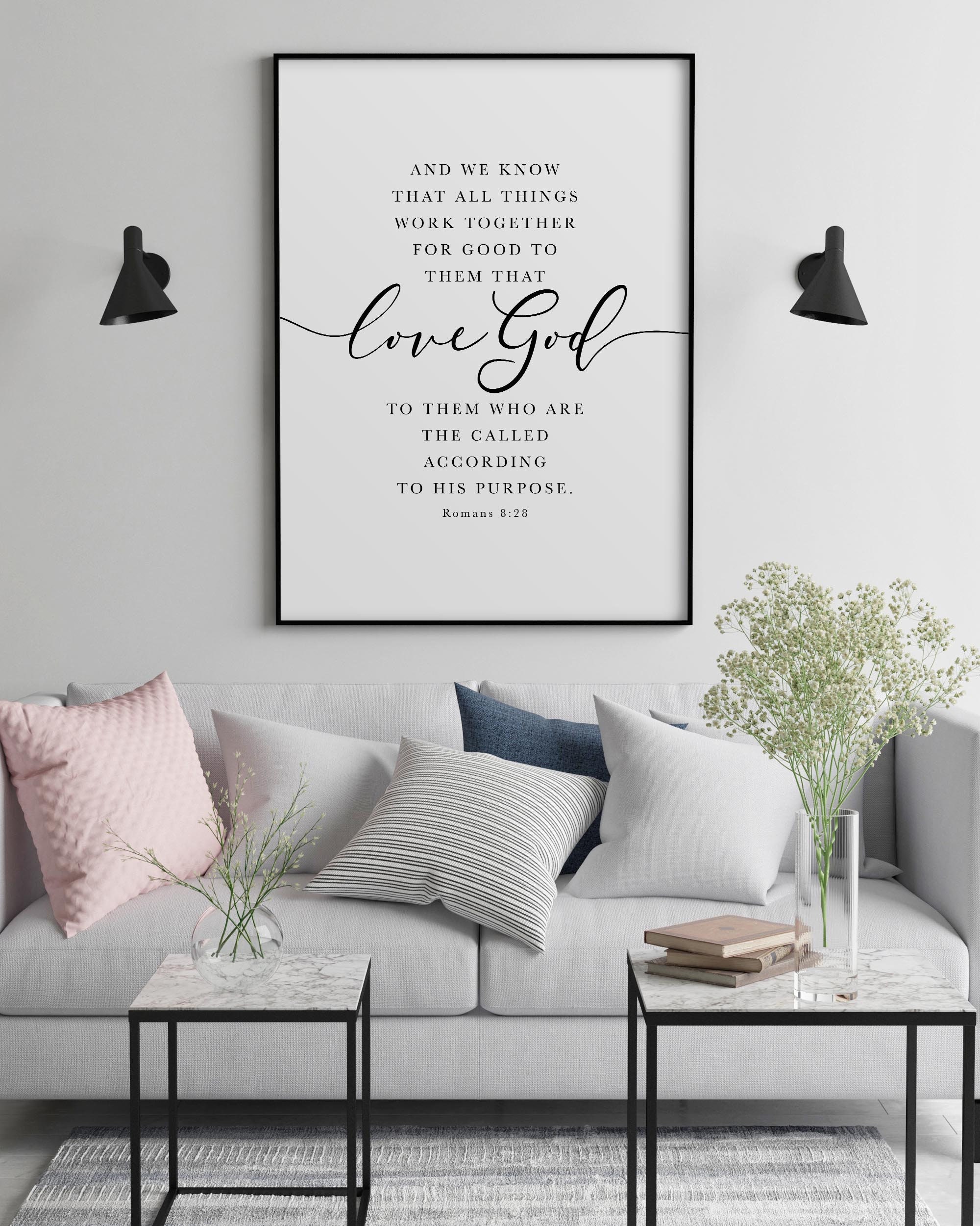 Romans 8:28 KJV Bible Verse Wall Art Scripture Print Gift | Etsy