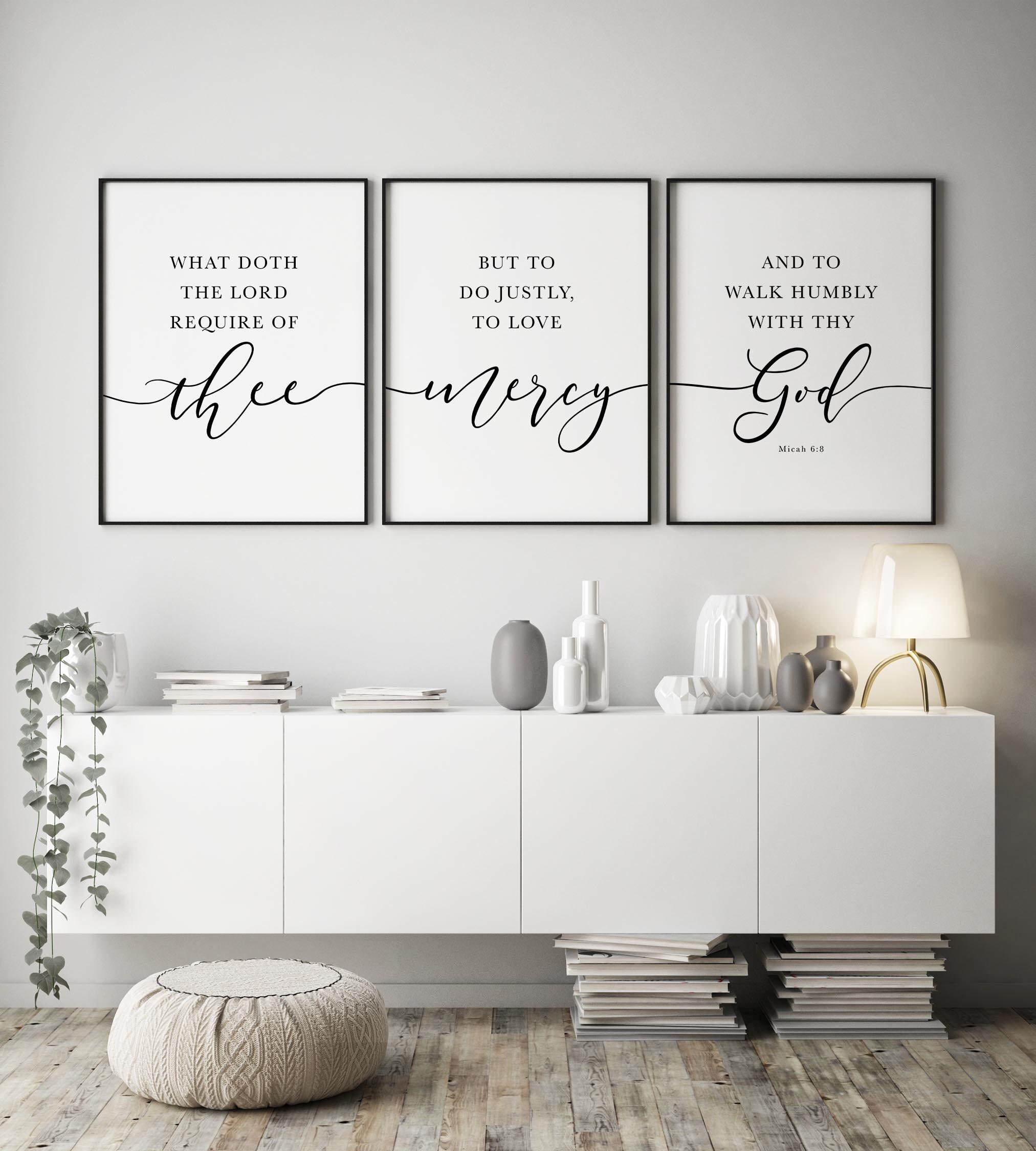 Micah 6:8 KJV Bible Verse Wall Art Living Room Above Couch | Etsy