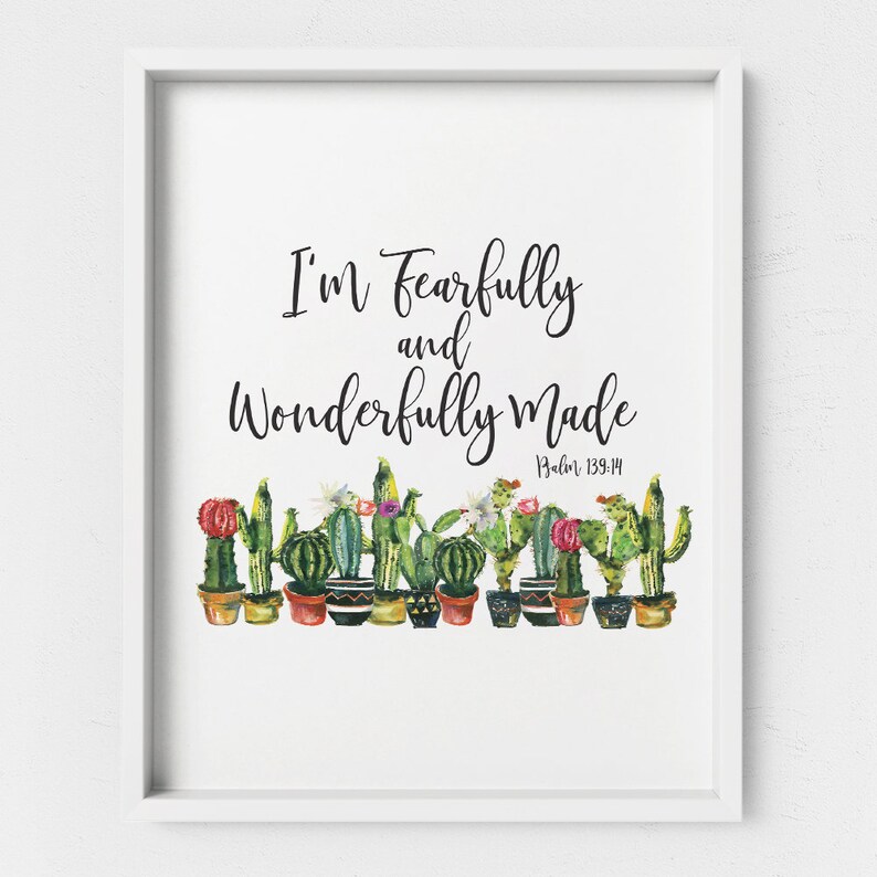 Bible Verse Wall Art Psalm 139 Printable Cactus - Etsy
