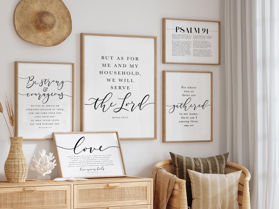 Christian Gallery Set, 6 Farmhouse Scripture Bedroom Decor Set Popular ...