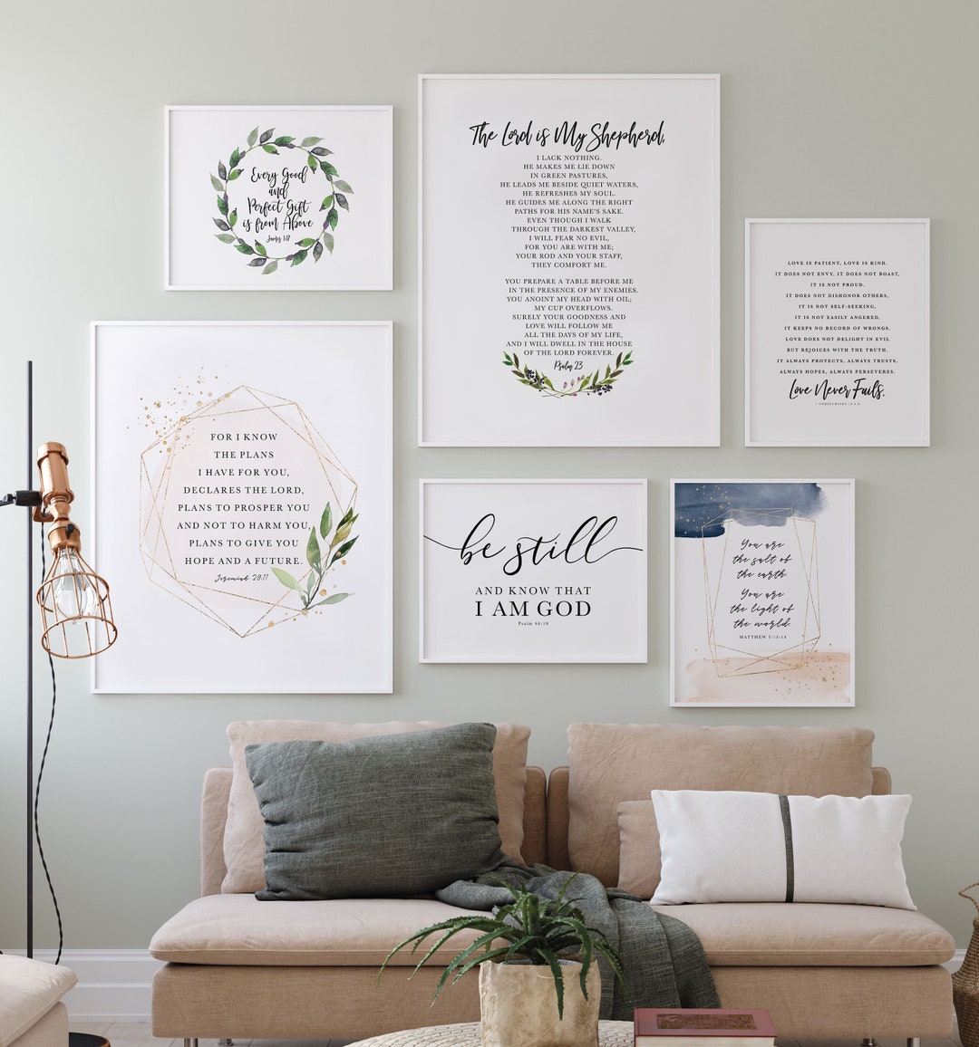 Bible Verse Gallery Wall Art Set: Christian Scripture Prints (digital ...