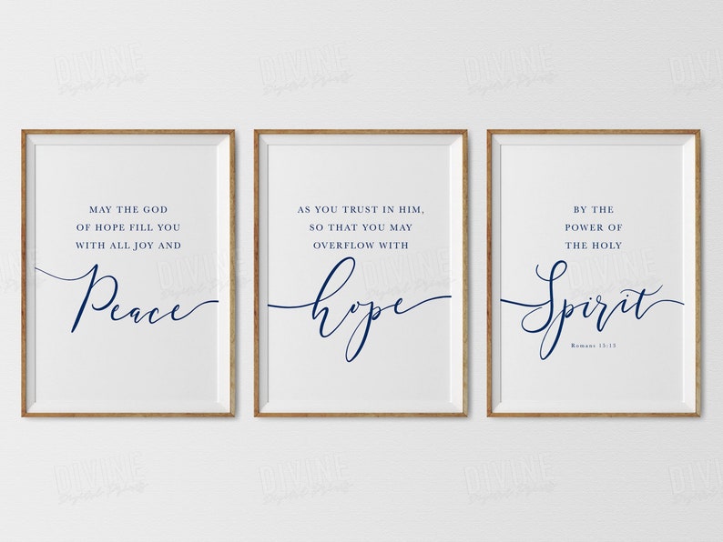 Bible Verse Wall Art Navy Blue Christian Home Decor Romans - Etsy