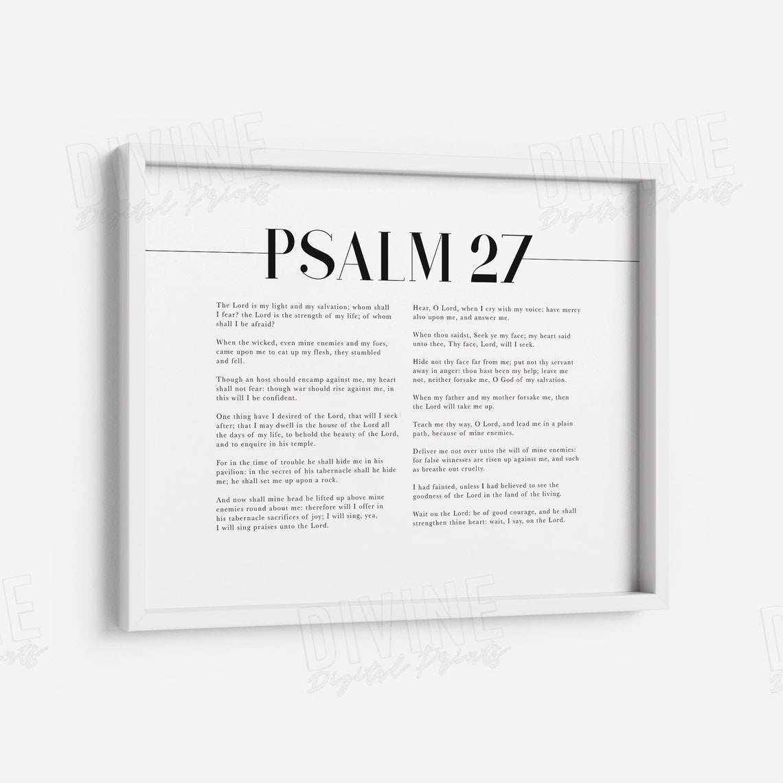 Psalm 27 KJV Scripture Wall Art Horizontal Printable Bible | Etsy