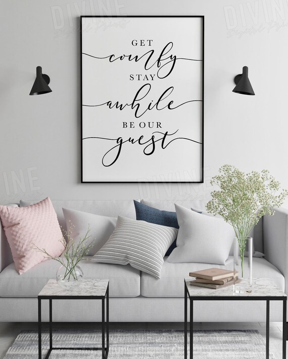 Guest Bedroom Wall Decor Above Bed Print Get Comfy Stay | Etsy