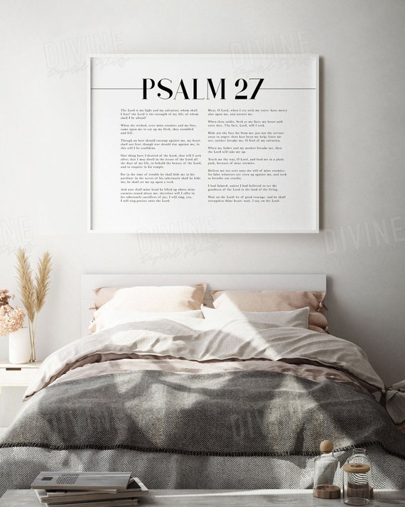 Psalm 27 KJV Scripture Wall Art Horizontal Printable Bible | Etsy
