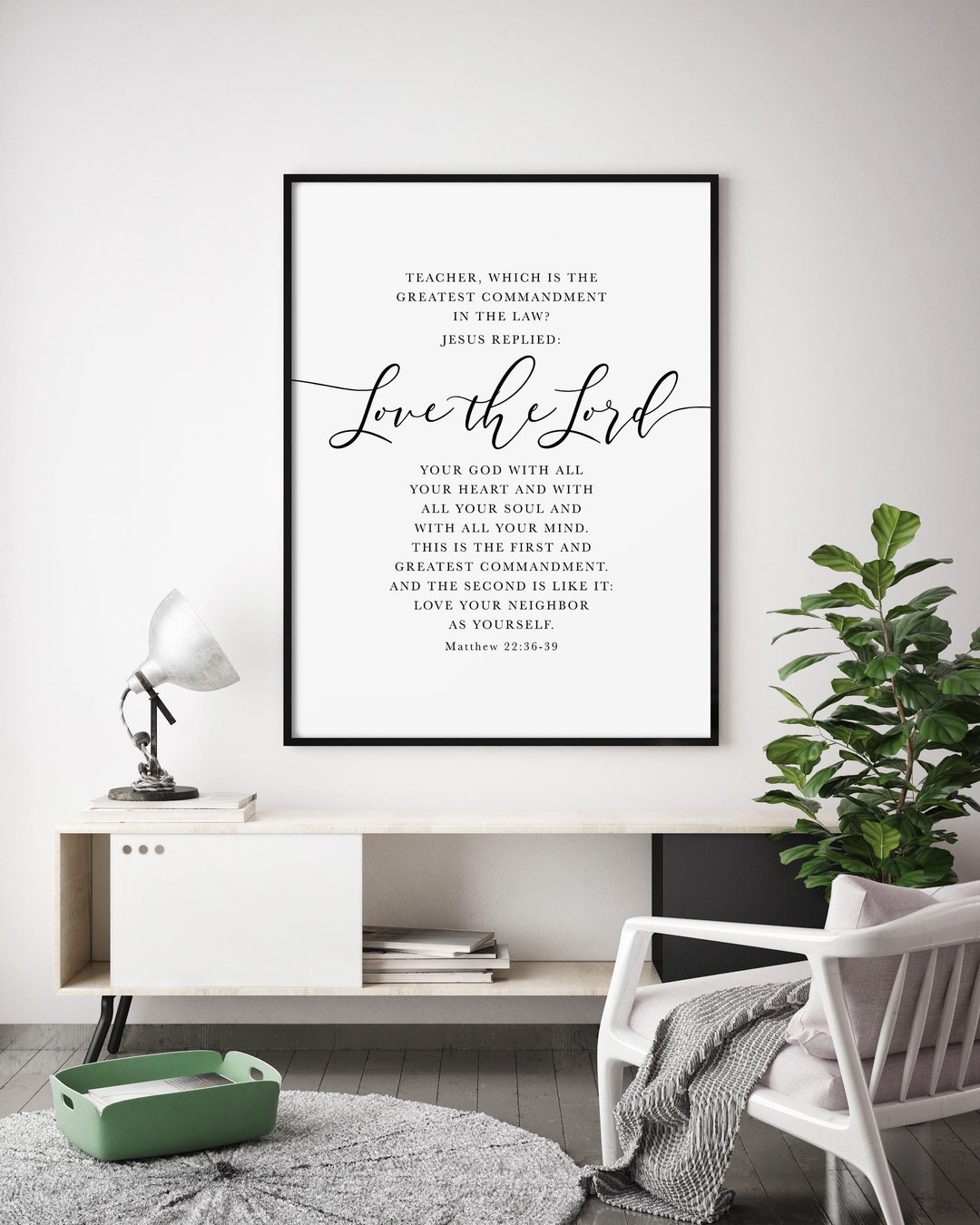 Matthew 22:36-39 NIV Bible Verse Wall Art, Love Your Neighbor ...