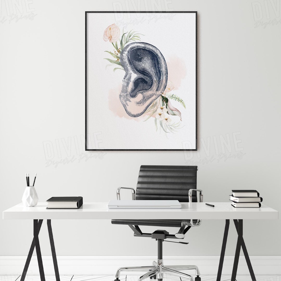 Ear Wall Art, Audiology Poster, Human Ear Anatomy Print, ENT Doctor ...