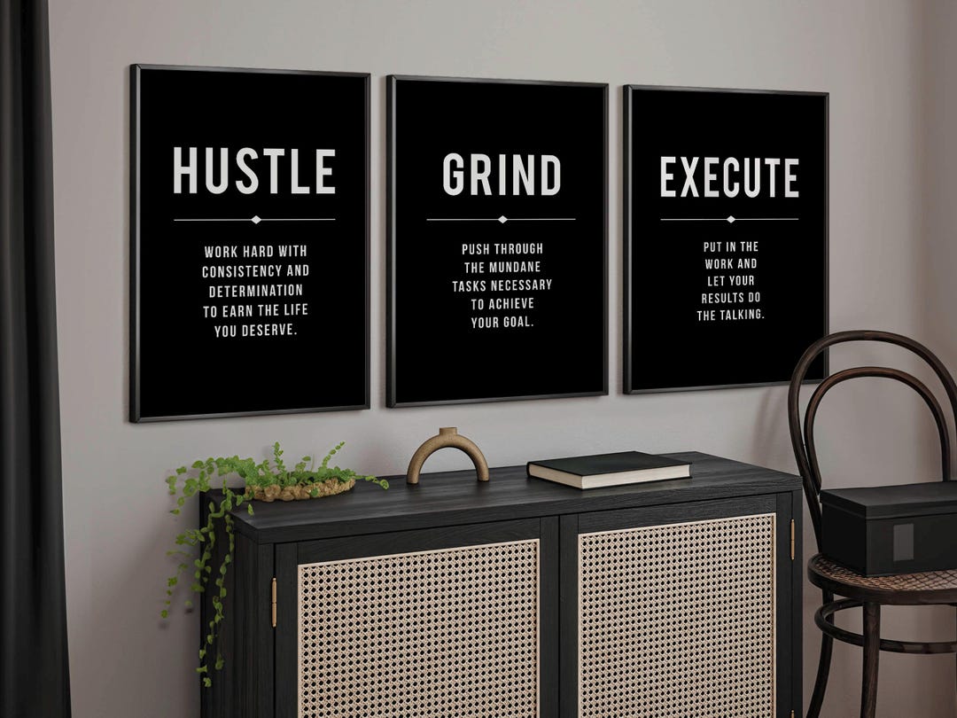 Motivational Wall Decor Office Wall Art 3 Piece Hustle Poster 3 Piece ...